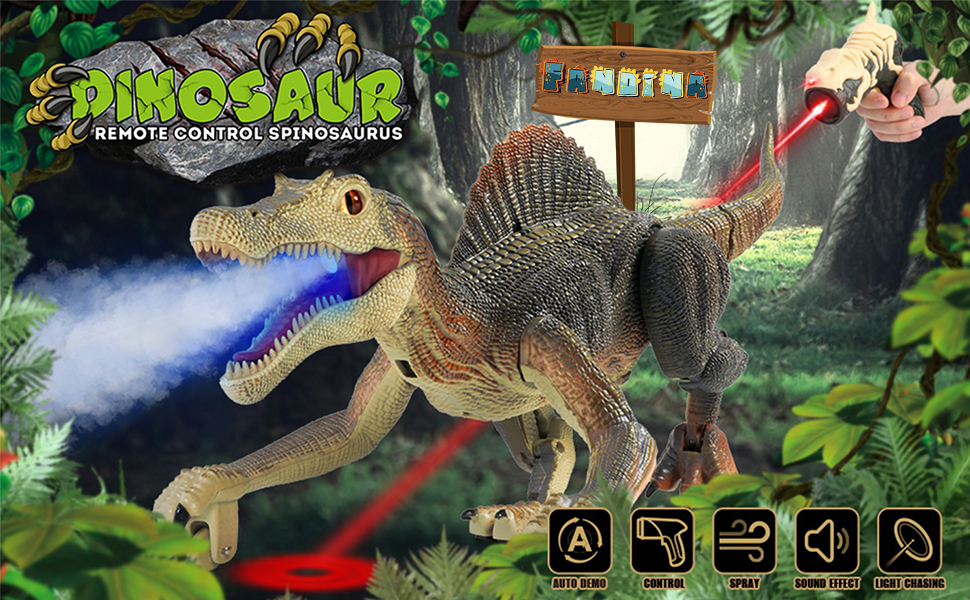 Amazon.com: Remote Control RC Dinosaur Toys for Kids, Realistic Jurassic Spinosaurus Dino with ...