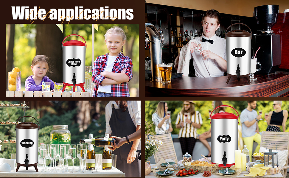 Amazon.com | Mifoci 2 Pcs Stainless Steel Insulated Beverage Dispenser Hot Drink Beverage ...