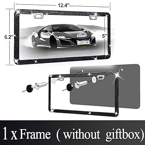 Amazon.com: WEDAMER Black Bling License Plate Frames for Women 1 Pack Black Sparkly Rhinestone ...