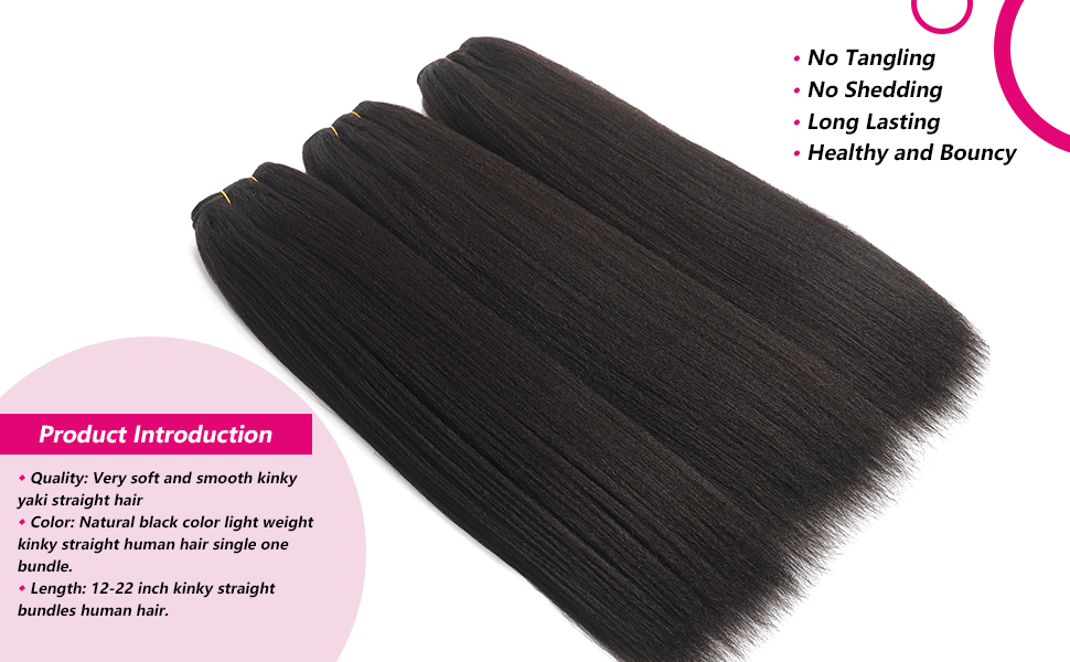 Amazon.com : Kinky Straight Bundles Human Hair Extension 18 20 22 Inch Yaki Straight Bundles ...
