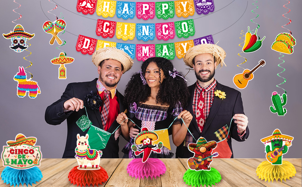 Amazon.com: Cinco De Mayo Party Decorations, Fiesta Theme Party Decor ...