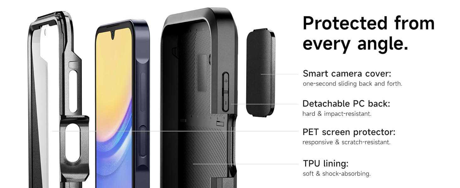 Amazon.com: SURITCH for Samsung Galaxy A15 Case with Magnetic Camera Slide Cover & Adjustable ...