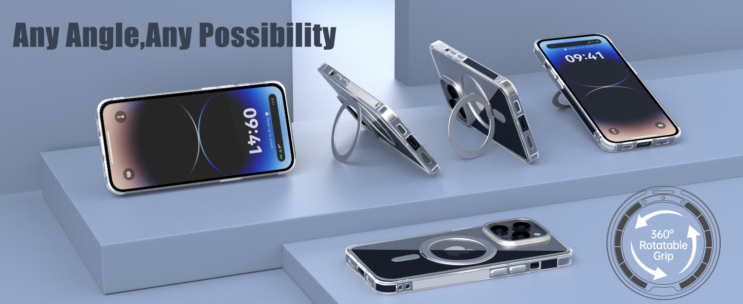 Amazon.com: GRADETEK Designed for iPhone 15 Pro Max Case Compatible with MagSafe, 360°Rotatable ...