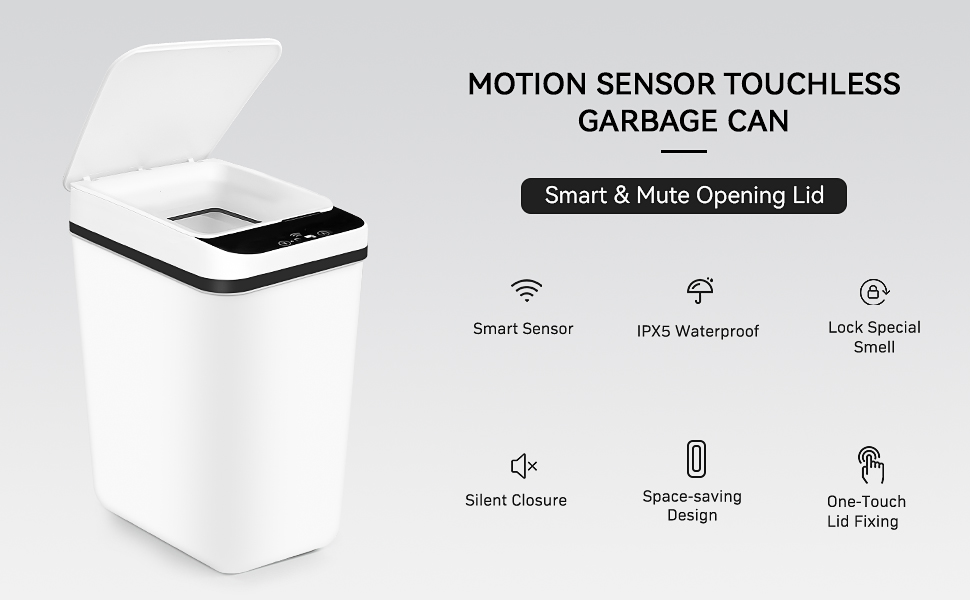 2 Pack Bathroom Trash Can with Lid 4.7 & 3 Gallon Touchless Garbage Can ...