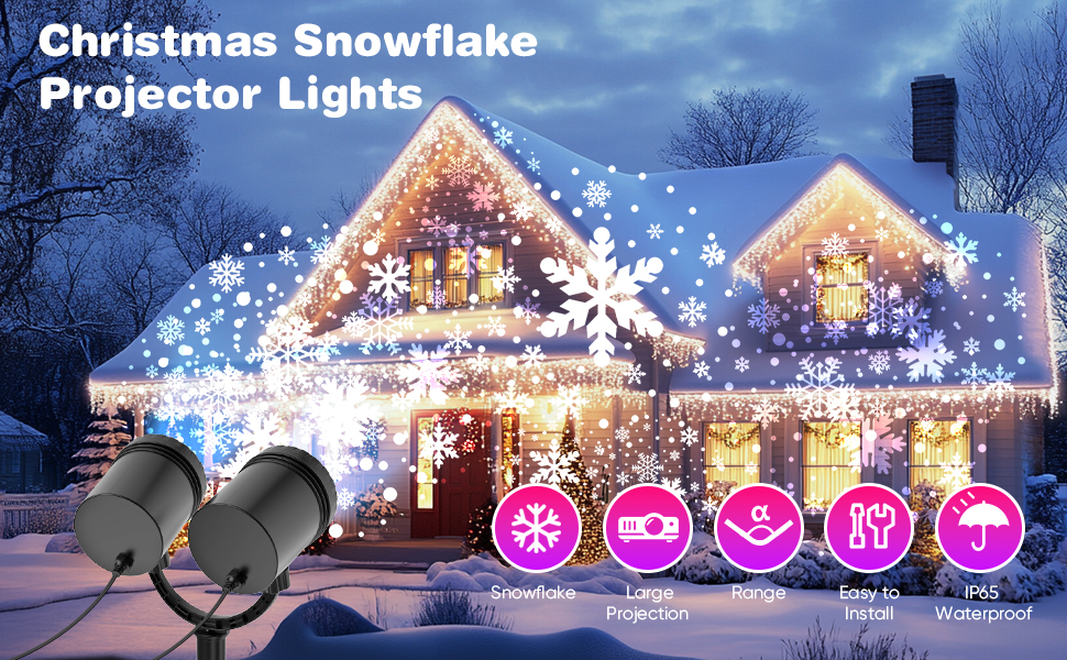 Amazon.com: Snowflake Projector Lights Outdoor, Upgrade 2.0 HD Dynamic ...