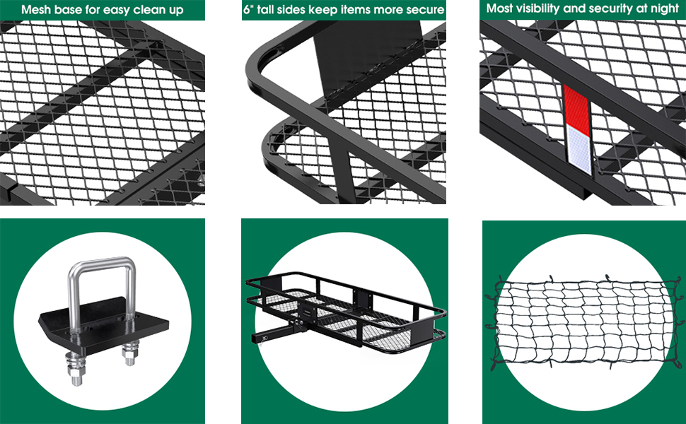 CAMOCOL - Portaequipajes de enganche para remolque de 152 cm x 61 cm x 15 cm, cesta de carga de ...