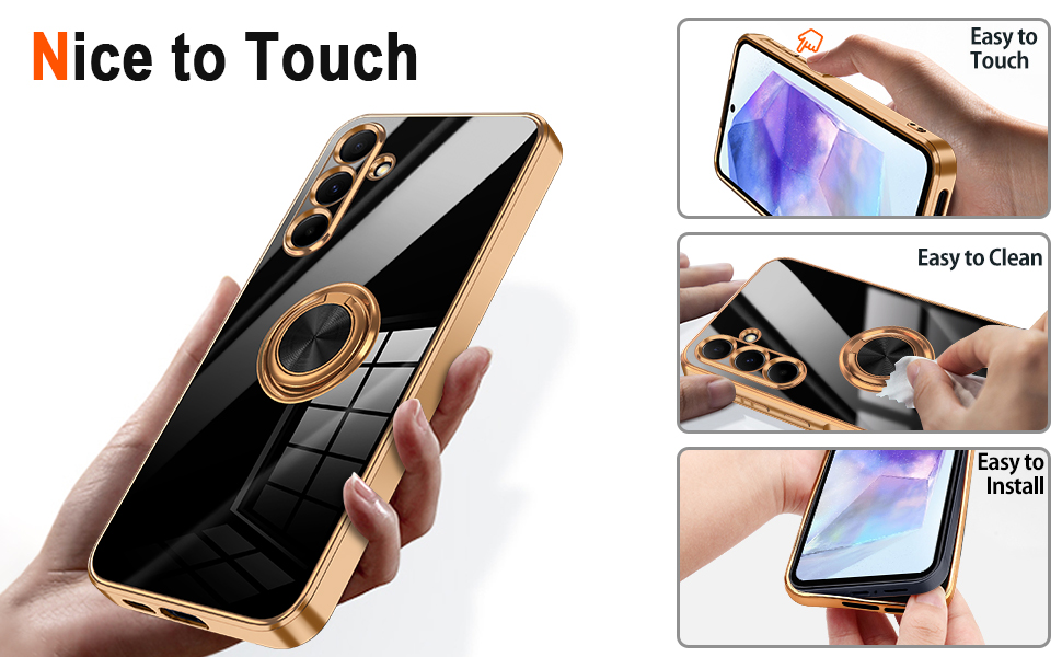 Amazon.com: Buoefivn for Samsung Galaxy A55 5G Case with Screen Protector, Plating Rose Gold ...