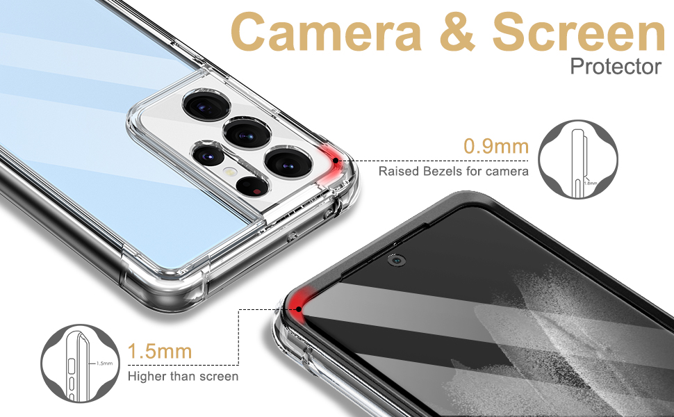 Amazon.com: SURITCH for Samsung Galaxy S21 Ultra Clear Case 6.8" (Only), [Built-in Screen ...