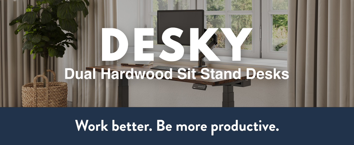 Amazon.com: Desky Dual Hardwood Sit Stand Desk - Electric Standing Desk ...