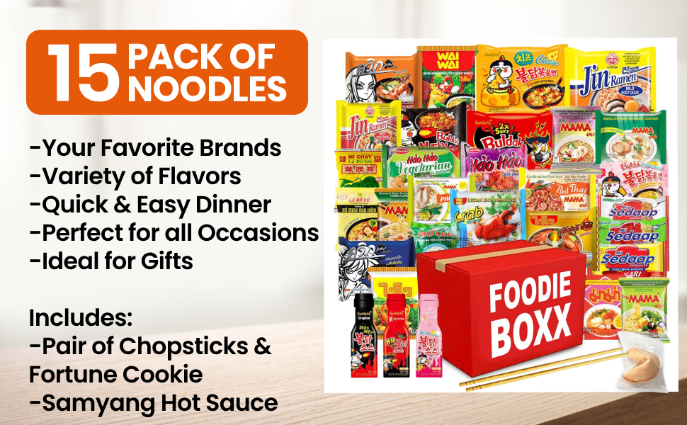 Amazon.com: FOODIE BOXX Asian Instant Variety Ramen Noodles with ...