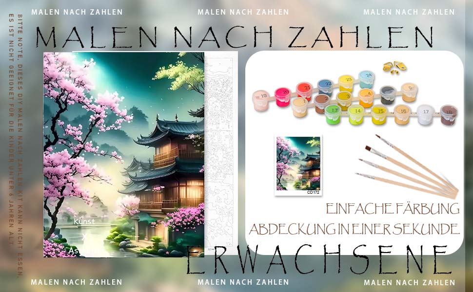 Gutluz Malen nach Zahlen Erwachsene Blumen- Paint by Numbers Adult Japan - cheerful painting ...