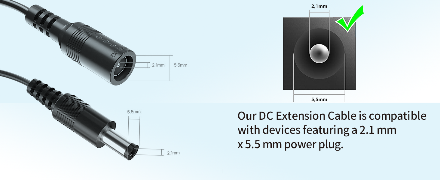 Amazon.com: Tonton 2 Pack 6.6FT 2M DC Power Extension Cable 5.5 mm x 2.1 mm 5521 Male to Female ...