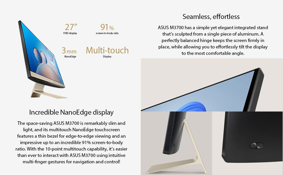 Amazon.com: ASUS M3700 AiO 27” All-in-One Desktop Computer, AMD Ryzen 7 5825U Processor, 27 ...