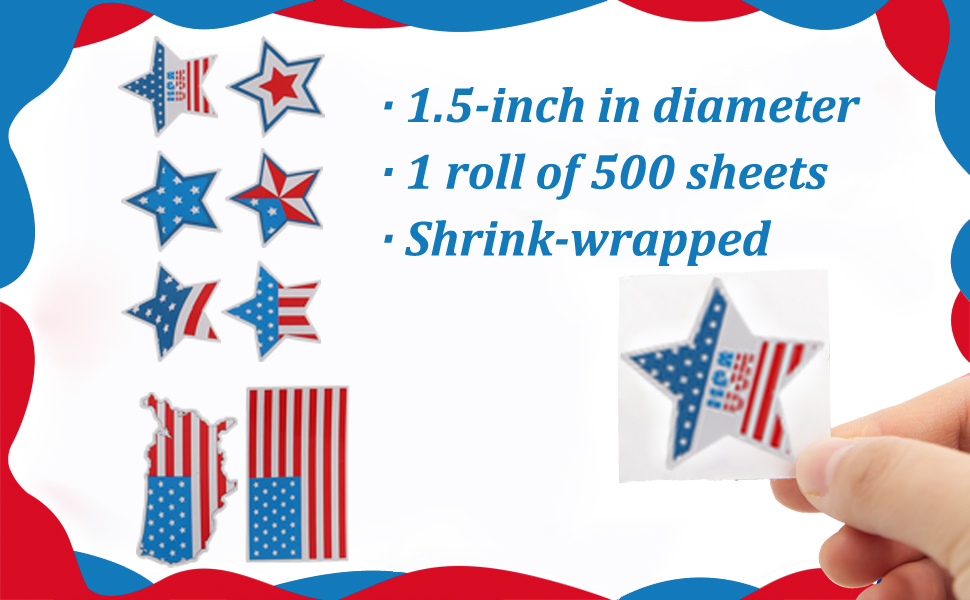 Amazon.com : US Flag Stickers - 500 Per Roll - 1.5" - 4th of July Memorial Day Patriotic Red ...