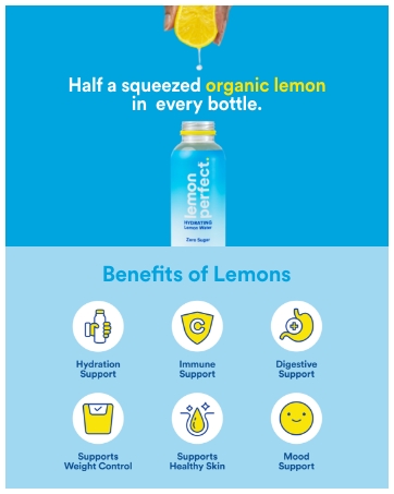 Amazon.com: Lemon Perfect, Hydrating Organic Lemon Water, Zero Sugar, Flavored Water, Squeezed ...