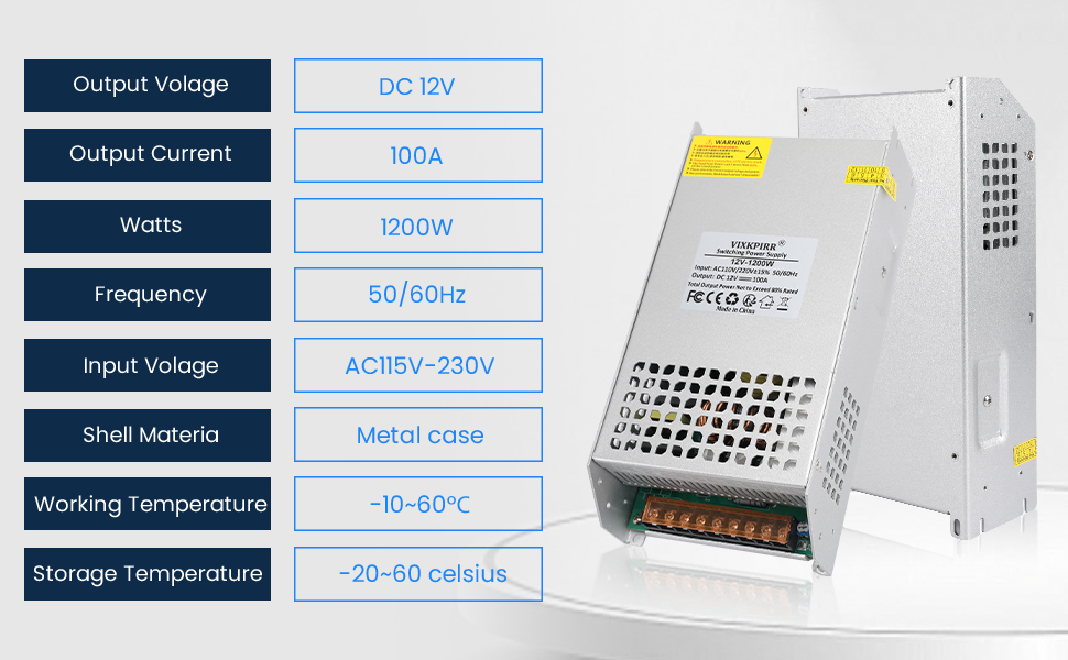 Amazon.com: New Version 110V AC to 12V DC Converter, DC 12V 100A 1200W Power Supply Adapter ...