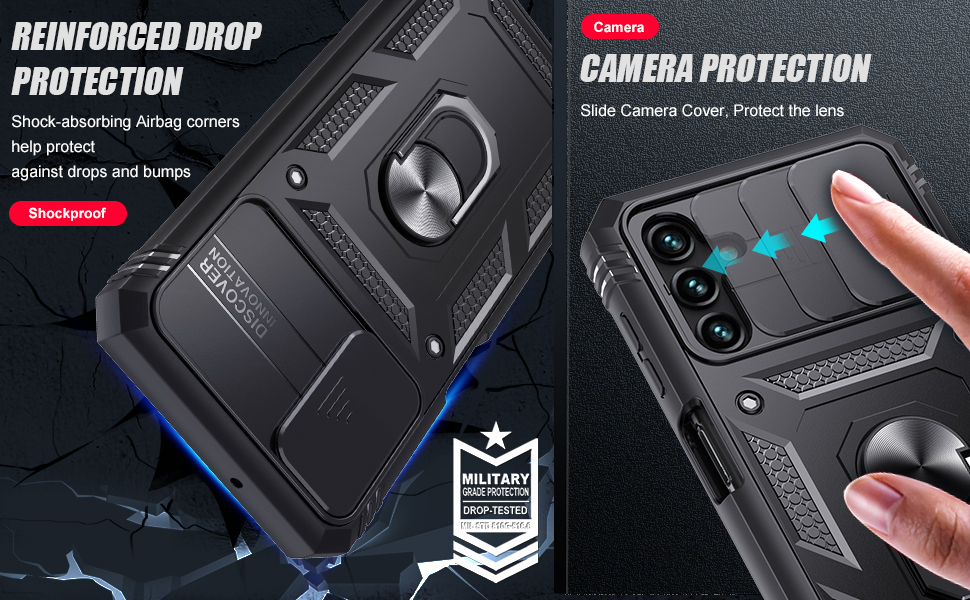 LeYi for Samsung Galaxy A13 5G/A04S Case with Camera Cover Slider, Full Body Armour Military ...