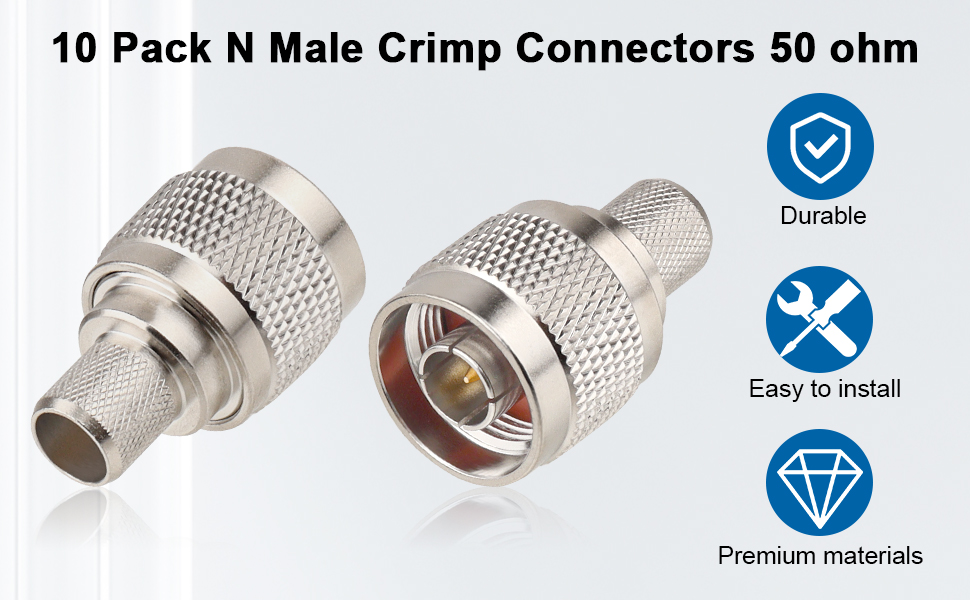 Amazon.com: MOOKEERF N Male Crimp Connector 50 ohm N Male Plug Crimp Coax Connector Adapter for ...
