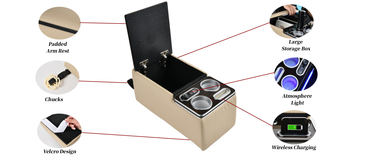 Amazon.com: Coverado Car Center Console, Universal Rear Bench Seat Consoles, Back Seat Car ...