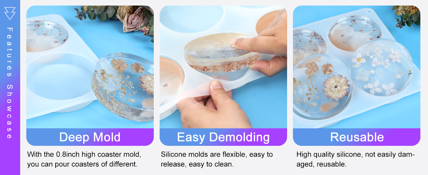 Amazon.com: KISREL Round Resin Molds, Large 6 Cavity Coaster Silicone Molds, Deep Coaster Molds ...