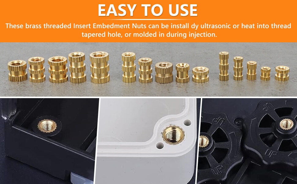 BOSCOW 420 Stück Gewindeeinsatz, M2 M3 M4 M5 Gerändelte Messingmuttern, Gewindebuchsen ...