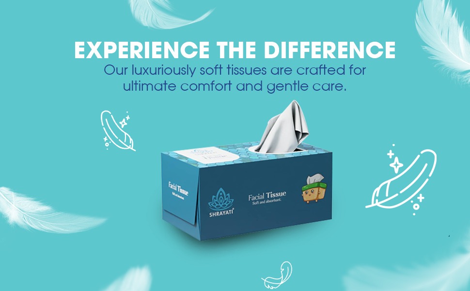 Shrayati Facial Tissue Box - 2 Ply, Pack of 5 (100 Pulls Per Pack),Skin-Friendly, Highly ...