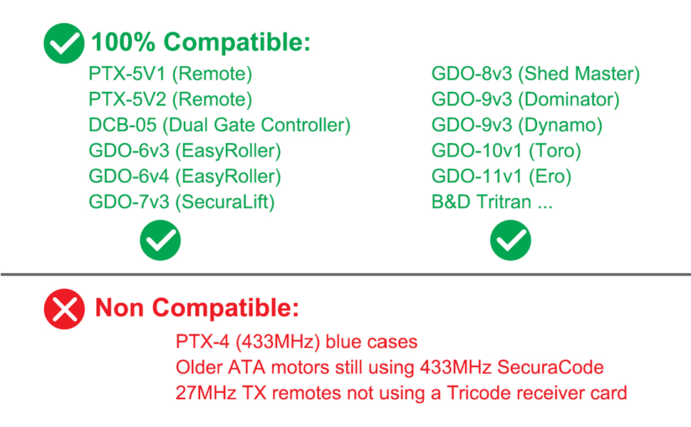Garage Door Opener Remote Compatible with ATA PTX-5V2 TrioCode, 433.92MHz Garage Door Remote 4 ...