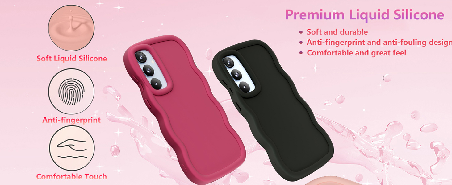 XINYEXIN Liquid Silicone Case for Motorola Moto E14 / Moto G24 / Moto G04, Wave Frame Curly ...