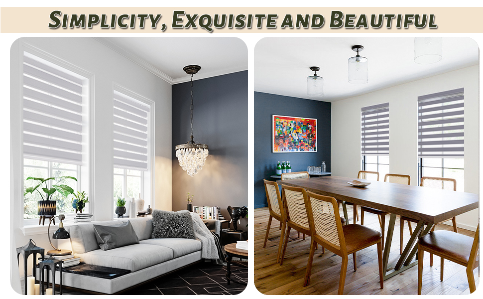 Amazon.com: Cordless Zebra Blinds for Windows, Custom Size Zebra Roller Window Blinds, Dual ...