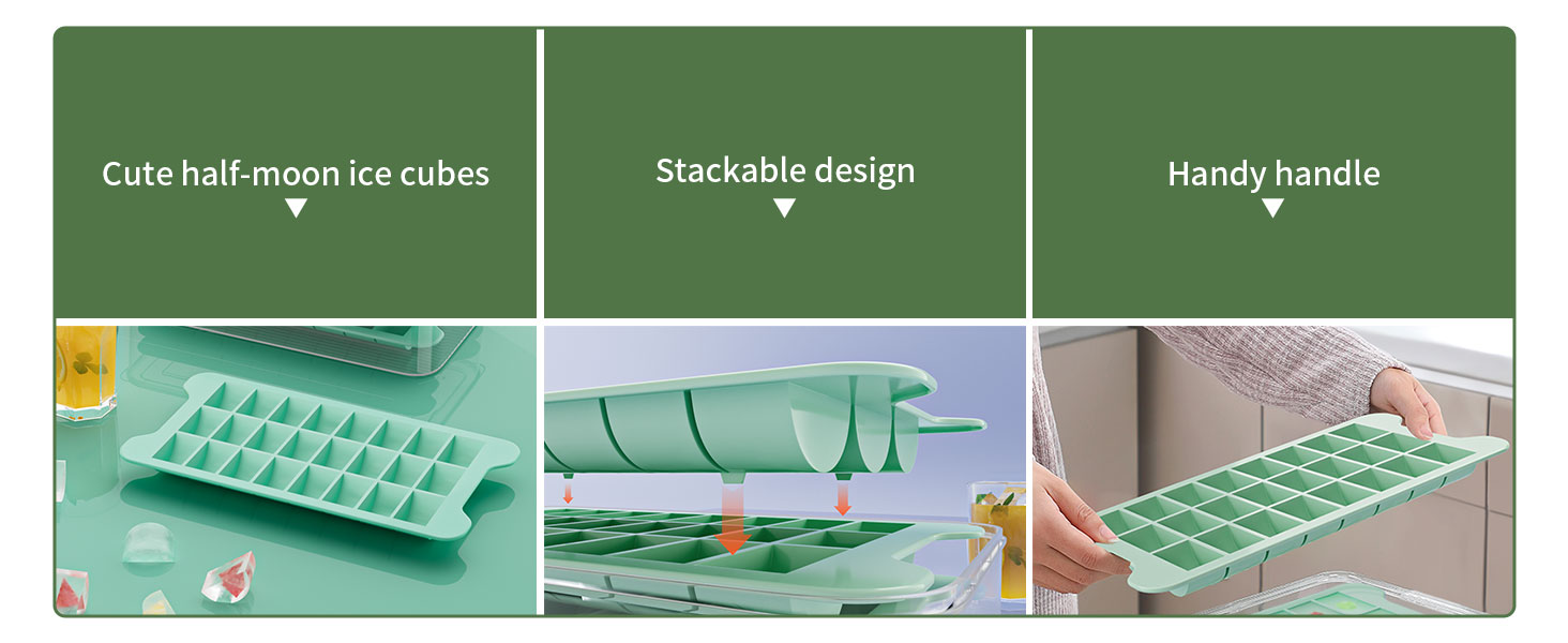 Amazon.com: Ice Cube Tray for Freezer with Bin: Easy Release Ice Cube Maker - 3Pack Stackable ...