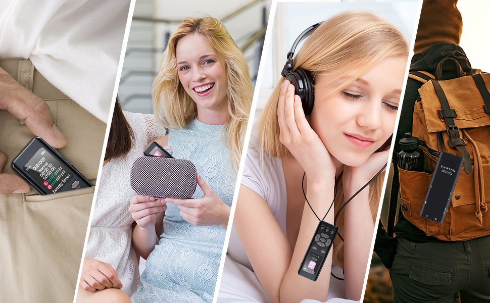 64GB Digital Voice Recorder Device 1536kbps HD Voice Activated Recorder with Playback ...