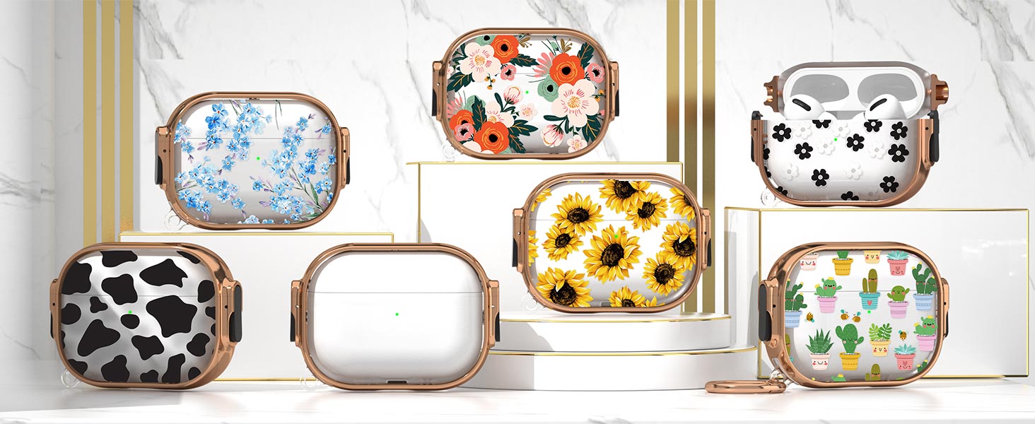 Amazon.com: Maxjoy for AirPods Pro 2nd/1st Generation Case with Lock, Flower AirPods Pro 2 Case ...