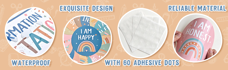 Amazon.com: Boho Affirmation Station Bulletin Board Set Rainbow ...