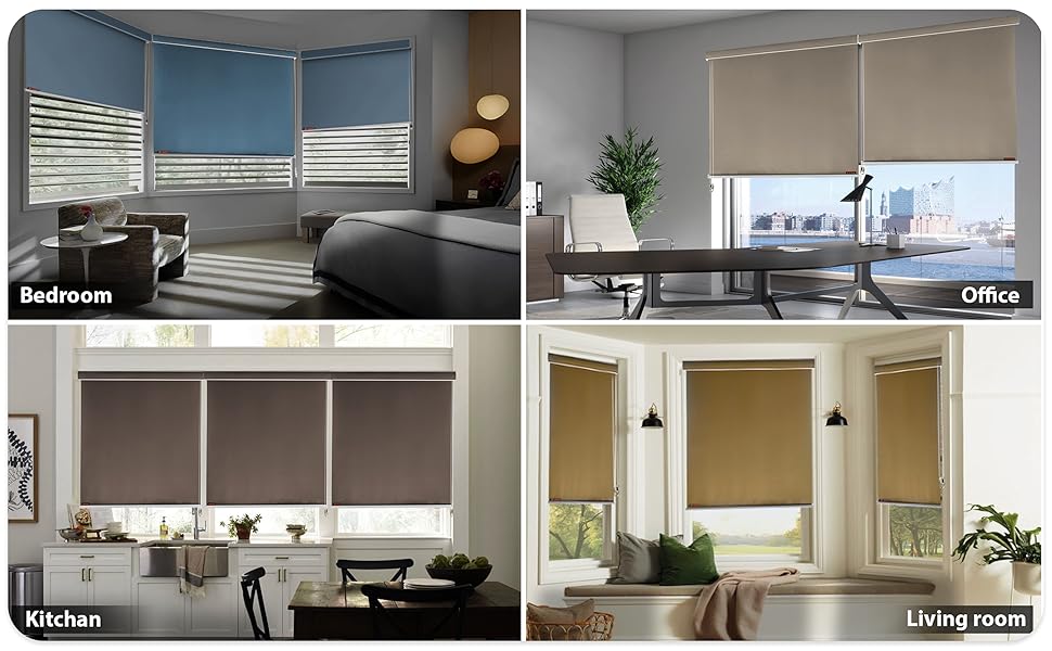 HIPPO 100% Blackout Roller Blinds for Windows UV Protection, Waterproof, Room Darkening, Corded ...
