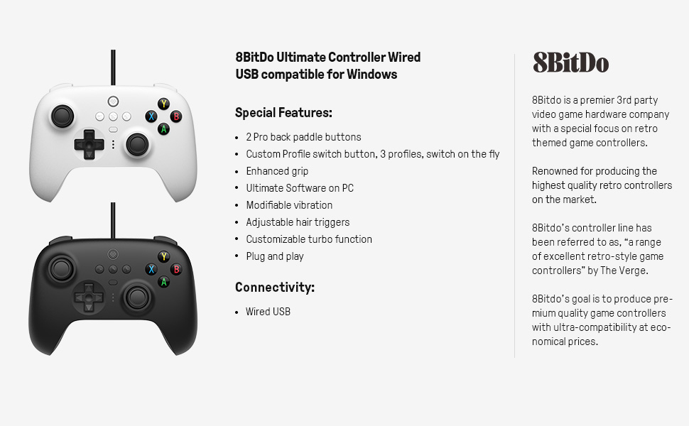 Amazon.com: 8BitDo Ultimate Wired Controller, USB Wired Controller for ...