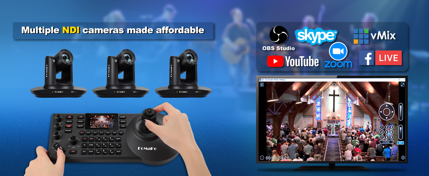 Amazon.com: FoMaKo NDI PTZ Camera, AI Auto-Tracking Gen 3, 20x Optical Zoom LAN USB3.0 HDMI PTZ ...