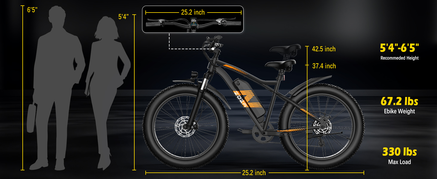 Amazon.com : ZDZA Electric Bike, 26"x4.0" Fat Tire Electric Bike, 1500W Peak Motor, 48V 14.5Ah ...