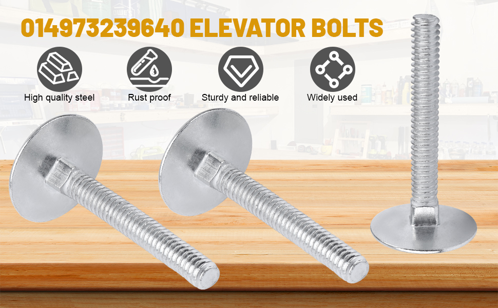 014973239640 Elevator Bolts, 1/4-20 x 2 Flat Elevator Bolts Zinc Plated Fastener for Roll Up ...