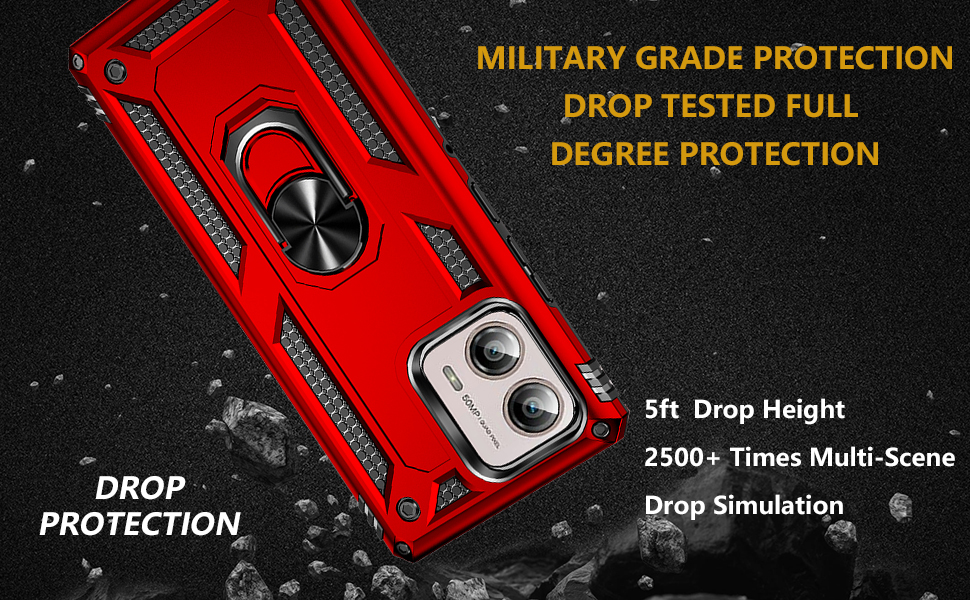 Amazon.com: Military Grade Drop Impact for Motorola Moto Edge Plus 2023 Case 360 Metal Rotating ...