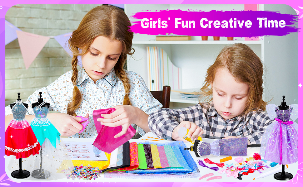 1000+ Fashion Designer Kit for Girls, Sewing Kit with 4 Mannequins, DIY Art & Craft Activity for ...