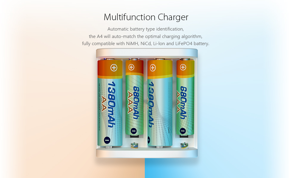 Amazon.com: ISDT A4 Air 4-Bay AAA Battery Charger 18W AA Smart Battery Charger USB Input ...