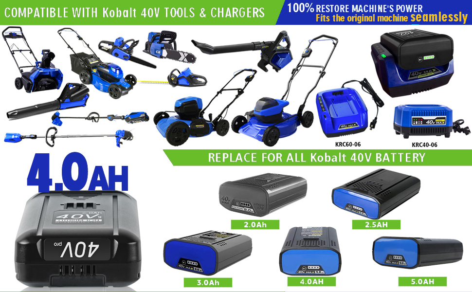 Amazon.com: TenHutt 【3rd-Generation】 4.0Ah 40V Replace Battery for Kobalt 40V MAX 2540C-06 High ...