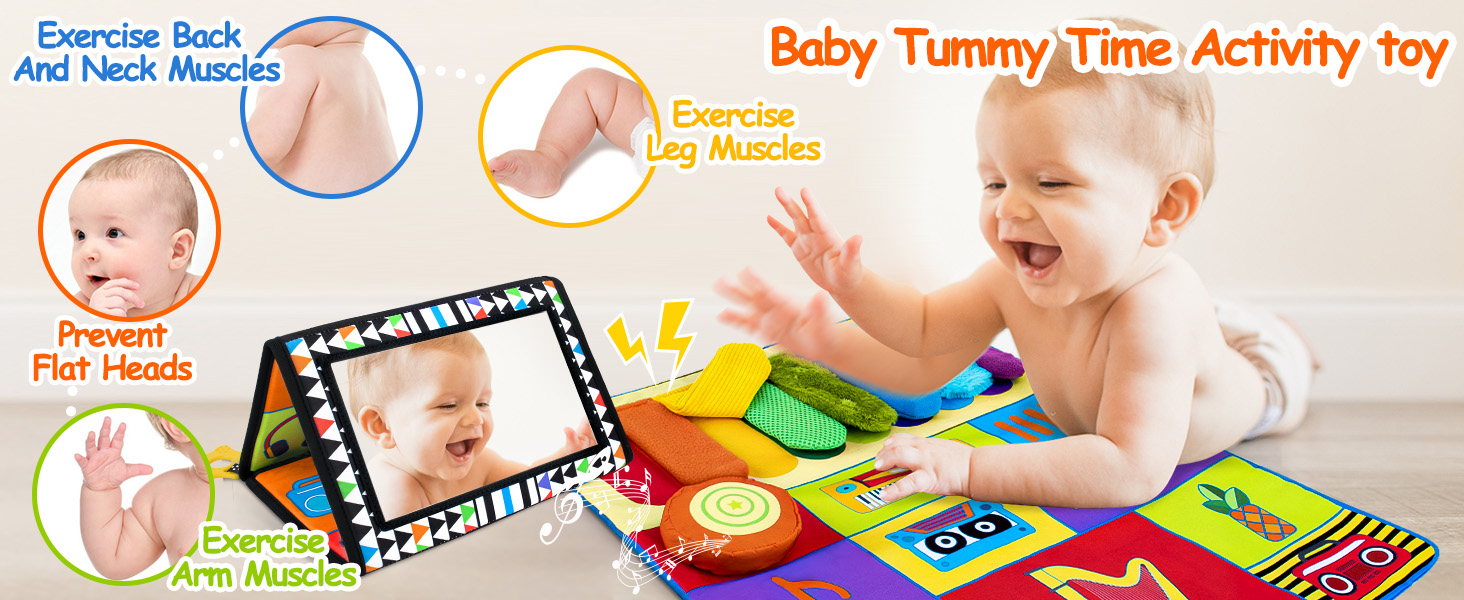 Amazon.com: beetoy Tummy Time Baby Mirror Toys, Black and White High Contrast 0 3 6 Months Baby ...