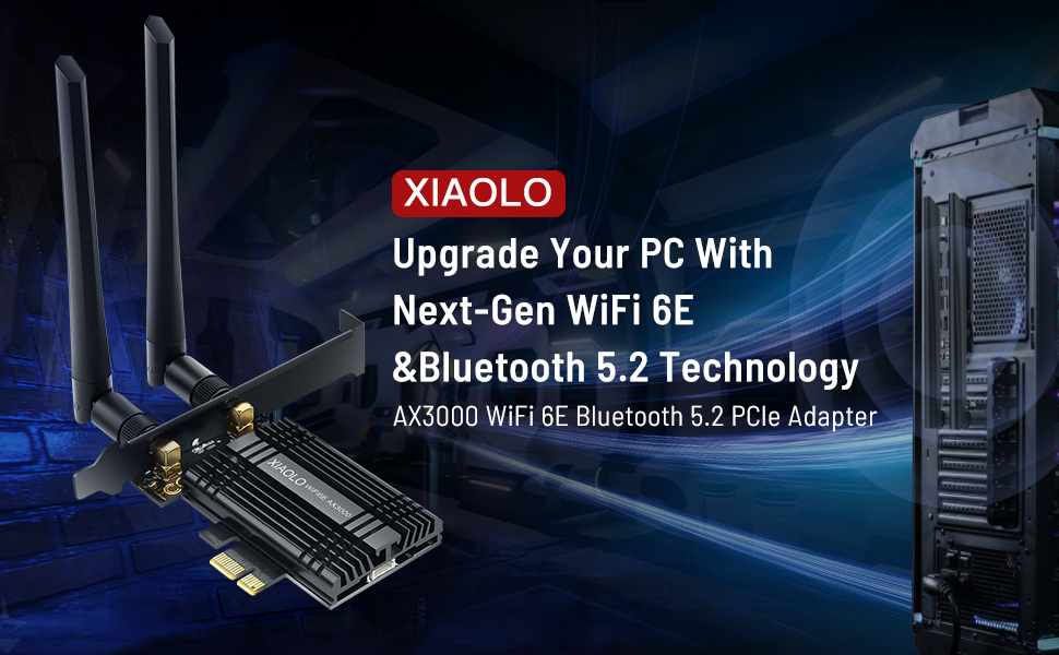 XIAOLO AX3000Mbps PCIe WiFi Card for PC WiFi 6E with Bluetooth 5.2 802.11AX Tri-Band (2.4/5/6Ghz ...