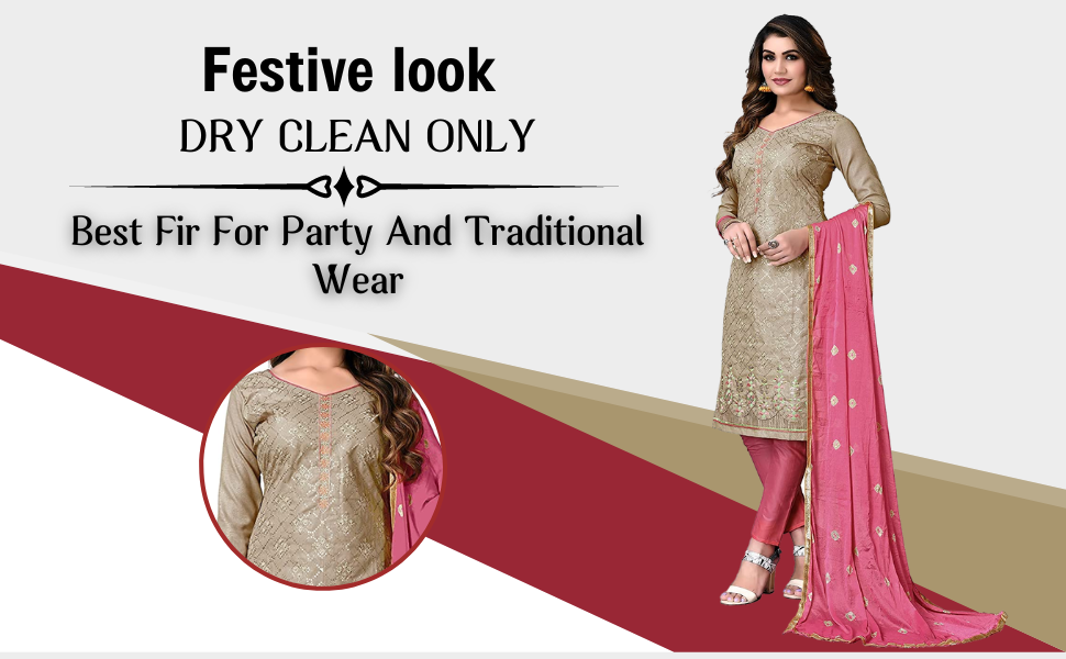 Buy DnVeens Women Cotton Silk Fancy Chudidar Embroidery Unstitched ...