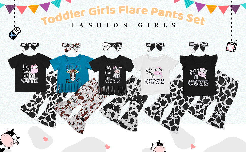 Amazon.com: Usaibhir Toddler Baby Girls Outfits Western Cow Print Clothes Spring Summer Short ...