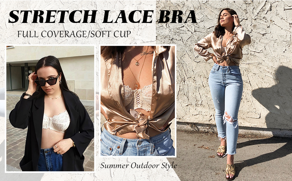 Amazon.com: Wingslove Women's Sexy Lace Bra Non Padded Underwire Unlined Bra Full Coverage Plus ...