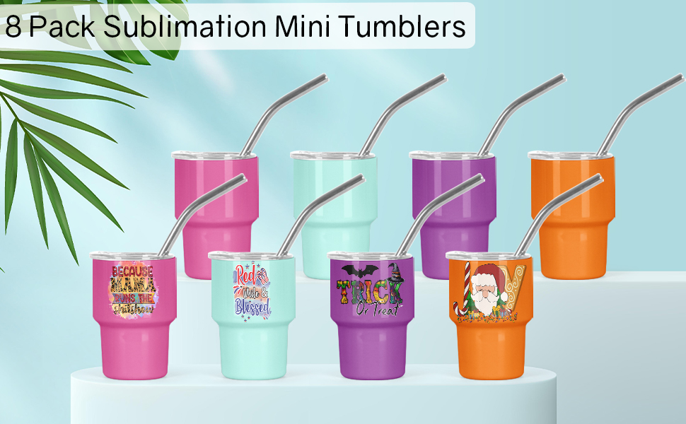 Amazon.com | 3 oz Sublimation Shot Glass Tumblers, 8 Pack Sublimation ...