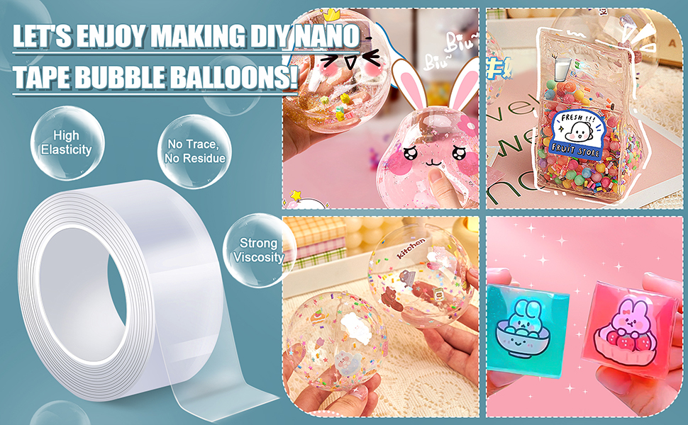 Amazon.com: Lorvain Nano Tape Bubble Kit, 10FT Clear Nano Tape Super Elastic Double Sided Tape ...