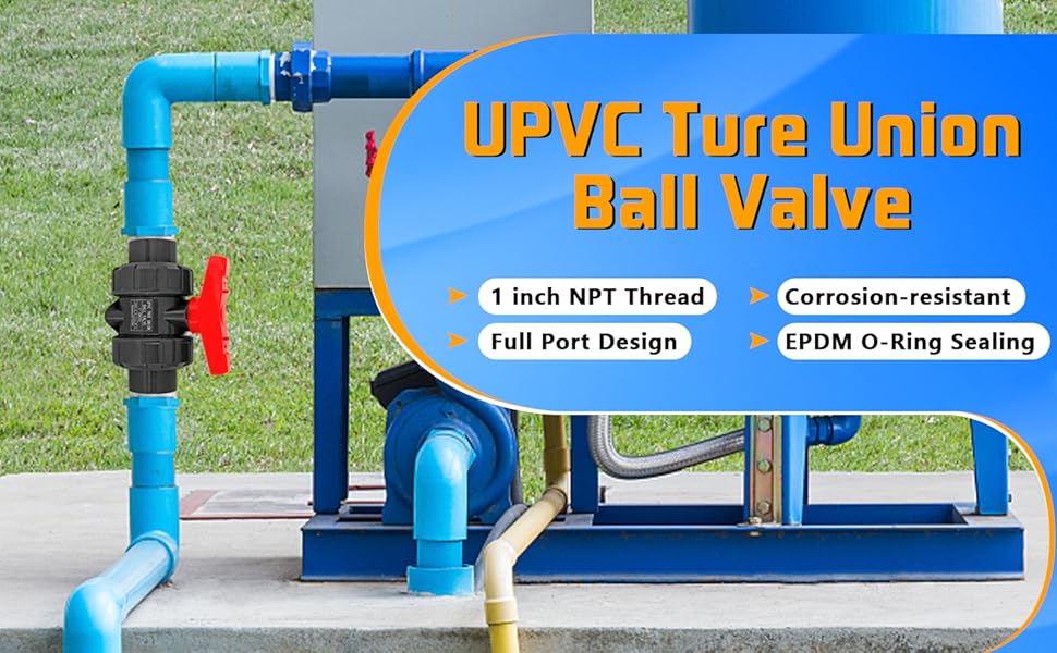 Amazon.com: UPVC 1" NPT Ball Valve, DN25 PVC True Union Full Flow, ASTM EPDM O-ring, 1 inch ...